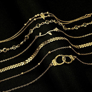 FUNEIA 12/16/30Pcs Ankle Bracelets for Women Gold Silver Rose Gold Charm Anklets Set for Teens Boho Layered Beach Adjustable Foot Chain Summer Beach Jewelry