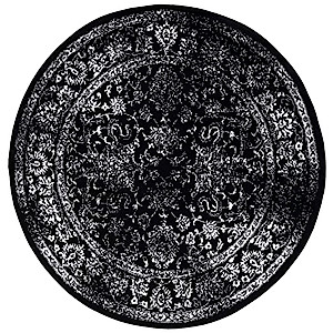 SAFAVIEH Adirondack Collection Area Rug - 4' Round, Black & Ivory, Oriental Distressed Design, Non-Shedding & Easy Care, Ideal for High Traffic Areas in Living Room, Bedroom, Dining (ADR109Z-4R)