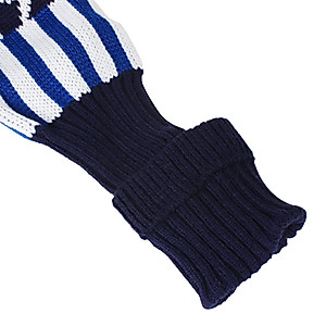 Andux 3Pack/Set Knit Pom Pom Golf 460cc Driver Fairway Wood Club Head Covers Blue Stripe MT/MG77