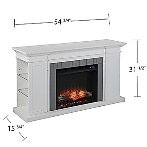 SEI Furniture Rylana Bookcase Electric Fireplace, White