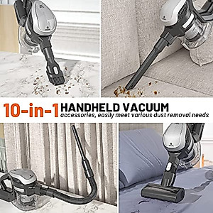 NEQUARE Cordless Vacuum Cleaner,10-in-1 Lightweight Stick Vacuum 25KPA Strong Suction 280W Brushless Motor,45Min Runtime 2500mAh Battery,Handheld Vacuum Cleaner 1.3L Dust Cup&LED Head for Floor Carpet