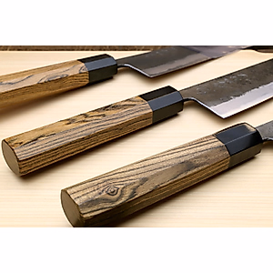 Yoshihiro Japanese High Carbon White Steel #2 Nashiji Gyuto Chefs Knife with Cocobolo Wood Handle (9.5'' (240mm))