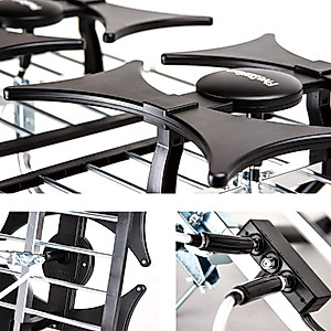 Five Star Multi-Directional 4V HDTV Antenna - up to 200 Mile Range, UHF/VHF, Indoor, Attic, Outdoor, 4K Ready 1080P FM Radio, Supports 4 TVs Plus Installation Kit and Mounting Pole