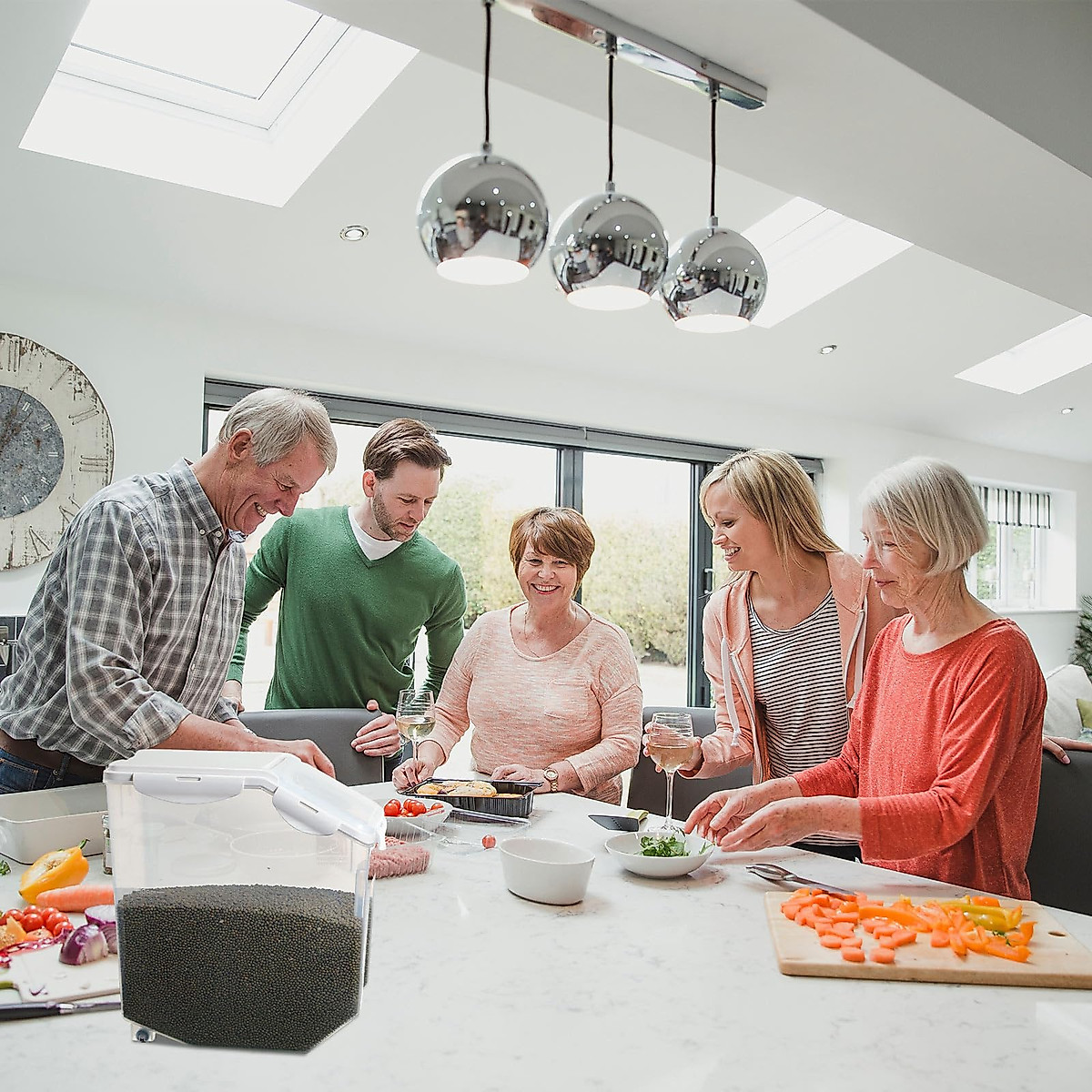 Umigy 4 Pack Rice Storage Container With Wheels Plastic Airtight Lid Flour Container Bin for Dog Pet Cereal Grain Dry Food, 15 Liter / 30 lbs