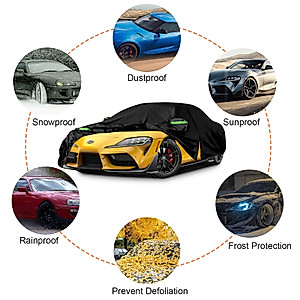 Waterproof Car Covers Replace for 2020-2025 Toyota Supra GR A90 A91 MK5, 6 Layers All Weather Custom-fit Car Cover with Zipper Door for Snow Rain Dust Hail Protection
