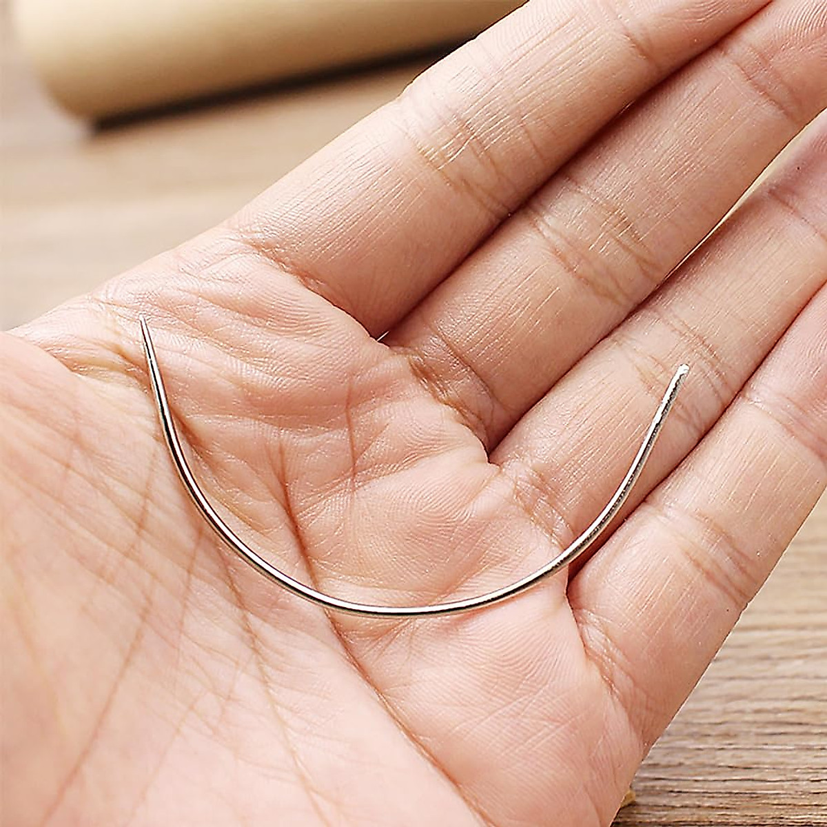 SaiDian 2 Sets 2'' / 2.5'' / 3 ''/ 3.5 '' Curved Leather Hand Sewing Needles C Type Needles for Carpet Leather Canvas Repairing Weaving Crafts