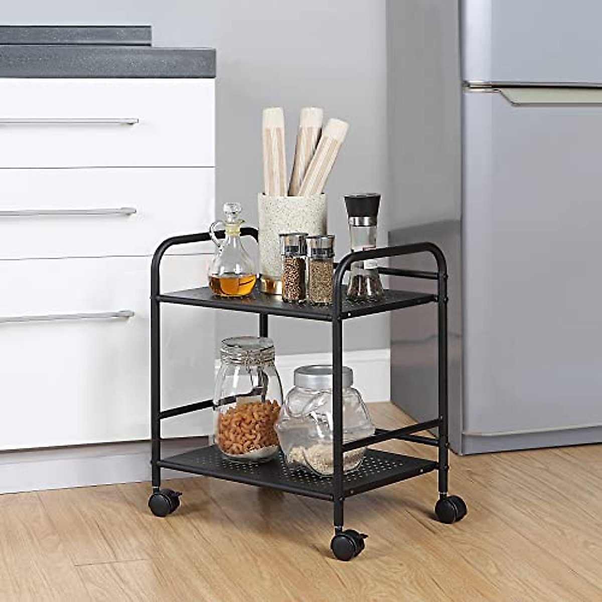 SunnyPoint Minimalist Style Utility Rolling Shelf Cart (BLK)