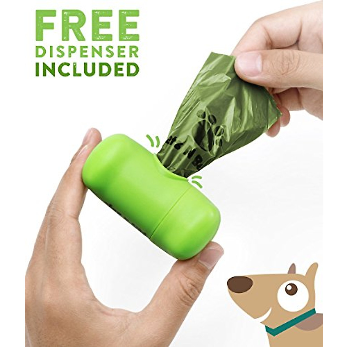 Poop Bags, Environment Friendly Pets N Bags Dog Waste Bags, Biodegradable, Refill Rolls, Includes Dispenser (16 Rolls / 240 Count)