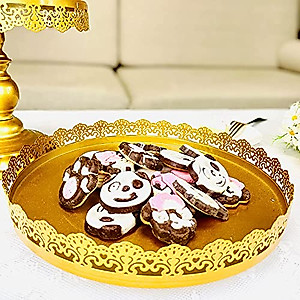 AMIENIV 5 Pieces Cake Stand Set Gold Metal Cupcake Holder Dessert Display Plate Decor Serving Platter for Baby Shower Wedding Birthday Parties Celebration