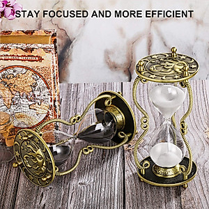 SuLiao Hourglass Sand Timer 60 Minute:Sun & Moon Engraving Brass Sand Clock, Metal Black Sand Watch 60 Min,Antique Reloj De Arena 1 Hora,Large 1 Hour Glass Sandglass for Gift Office Desk Decorative