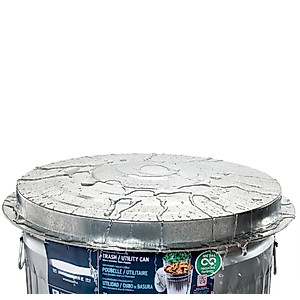 Generic Galvanized Steel Trash Can - Trash Can with Lid - Galvanized Trash Can with Lid - Metal Trash Can - Outdoor Garbage Can with Lid -Steel, Gray - Pre-Galvanized Trash Can with Lid Round