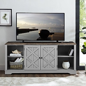 Overstock 70-inch Rustic TV Stand - Natural Wood Finish Blue - Urban, Modern & Contemporary Entertainment Center for Living Room - 80" TVs