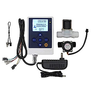 DIGITEN Water Flow Control LCD Display+1/2"Flow Sensor Meter+1/2"Solenoid Valve+12V Power