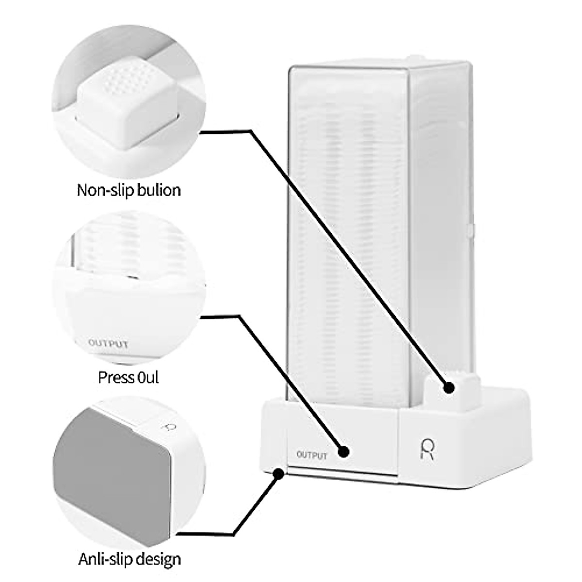 Hoenu Automatic Cotton Pad Dispenser, Square Press Out Cosmetic Cotton Pad Holder and Organizer, Lint-Free Nail Wipes with Dispenser, Vanity Makeup Organizer (White)