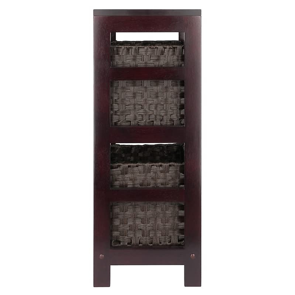 Winsome Wood Leo 3-Pc Storage Shelf with 2 Foldable Woven Baskets - Espresso and Chocolate