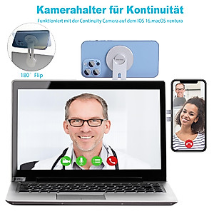 WeLohas Magnetic Phone Holder for Laptop,Continuity Camera Mount for iOS 16/macOS 13 Ventura,Suitable for iMac,Desktop Computer,Tesla Model 3/X/Y/S & iPhone 14/13/12,Adjustable Laptop Phone Holder