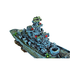 Penn-Plax Deco-Replicas Sunken Battleship Aquarium Decoration – Safe for Freshwater and Saltwater Fish Tanks – Medium