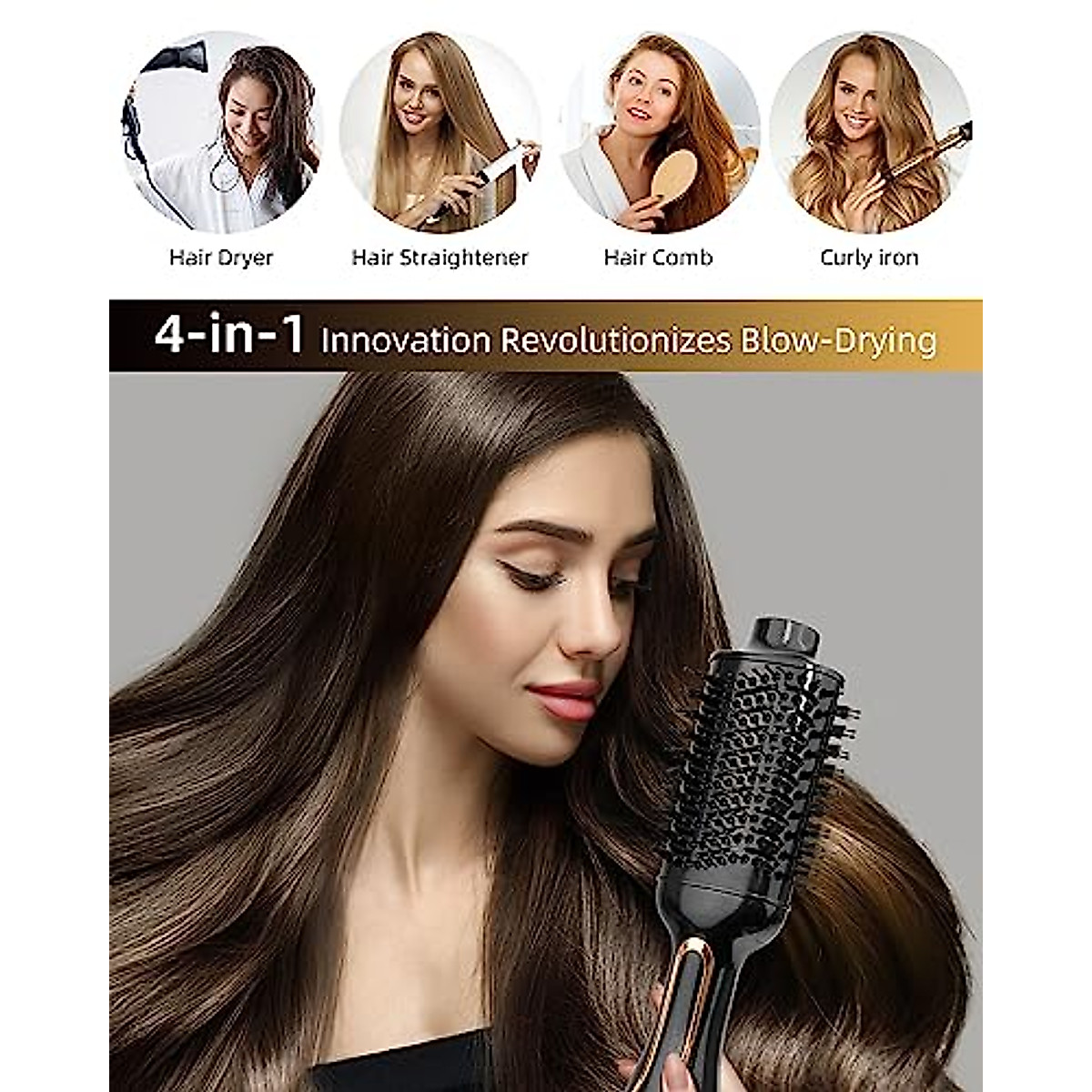7MAGIC Blow Dryer Brush, 1200W Hair Dryer Brush Blow Dryer for Women, One Step Volumizer and Styler in One, Hot Air Brush with Ceramic Coating for Straight and Curling Hair Salon, Anti Frizz