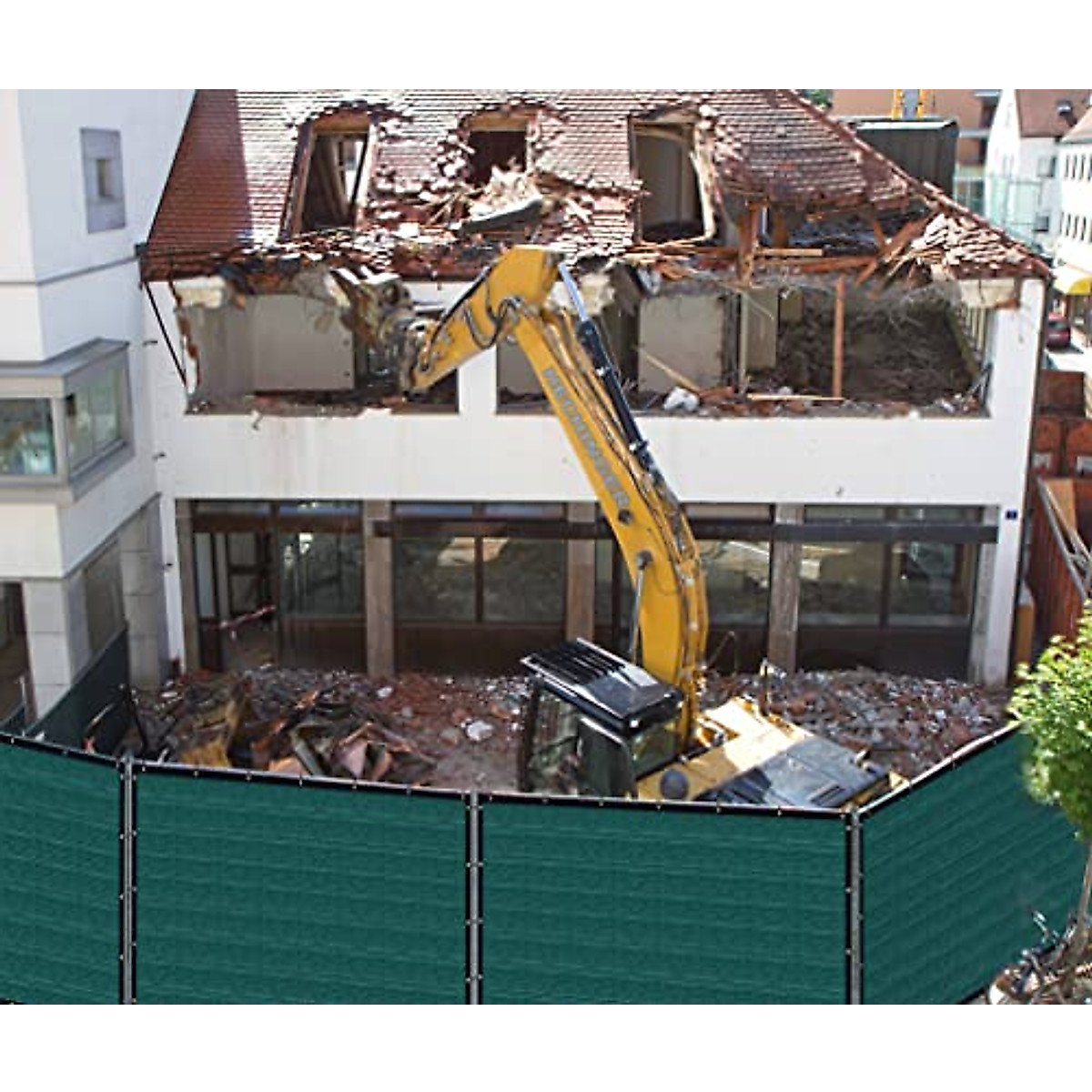 Tronssien Privacy Screen Fence 4 Ft x 50 Ft with Brass Buckle Heavy Duty Fencing Mesh Shade Net Cover for Wall Garden Yard Backyard (4 Ft X 50 Ft, Dark Green)