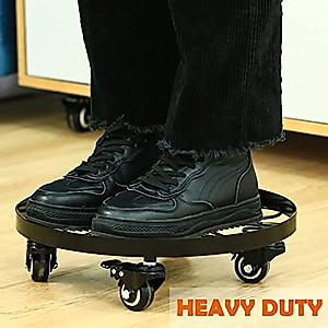 3 Pack Plant Caddy with Wheels Heavy Duty 11.8 Inch Metal Plant Stand with Wheels Plant Dolly Rolling Plant Stand Plant Roller with Casters for Indoor and Outdoor with 3 Pack Plant Saucers, Black