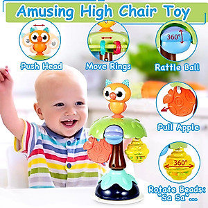Malendo Baby Rattle Toys Infant High Chair Toys with Suction Cup Baby Toys 6 to 12 Months Baby Tray Toys for 6 9 12 Months Infant Toddler Kid Newborn Birthday Gifts for 1 Year Old Boys Girls