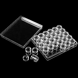 HAKZEON 4 Pack 30 Grids Diamond Painting Storage Box with Lids, Clear Embroidery Diamond Beads Storage Containers , for Jewelry Nail Art Accessories DIY Craft