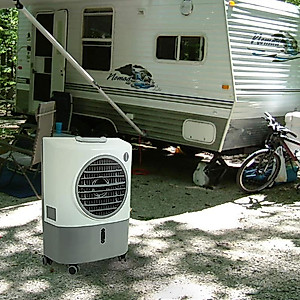 Hessaire Portable Heavy Duty Outdoor Evaporative Air Cooler Humidifier with High Density Grid Media Pad and Water Level Display, White