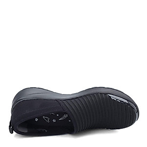 BZees womens Glee Sneaker, Black Ribber Knit, 8.5 US