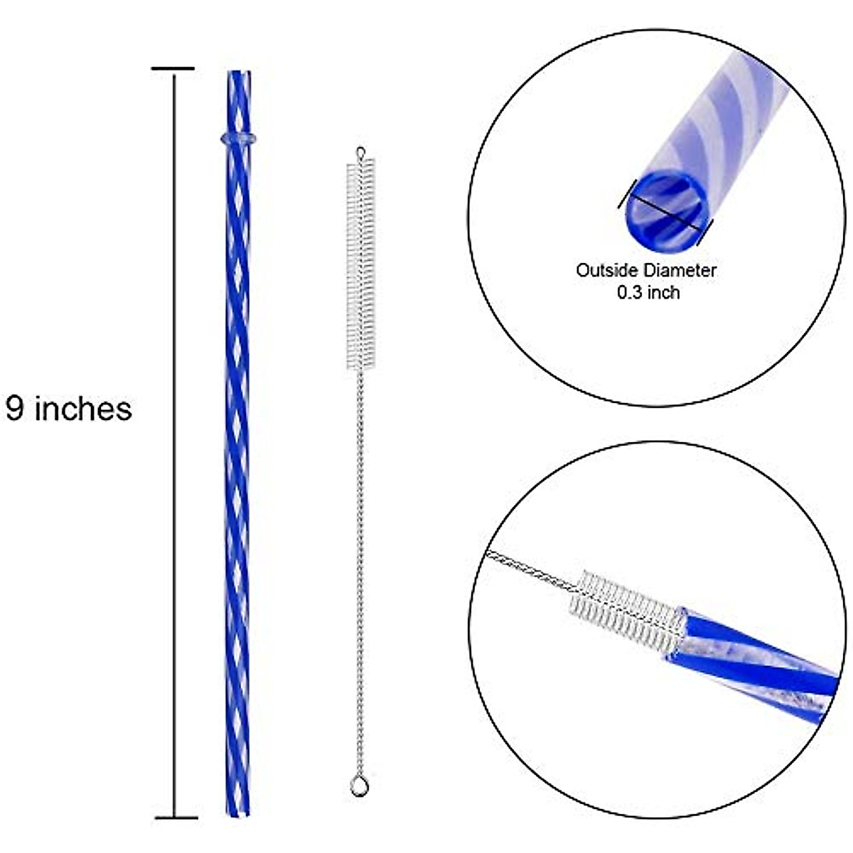 33 Pieces Reusable Plastic Straws Fit for Mason Jars, Tumblers, 9 Inches Transparent Colored Unbreakable Drinking Straws with 1 Straw Carrying Case and 2 Cleaning Brushes, BPA Free and Eco-friendly