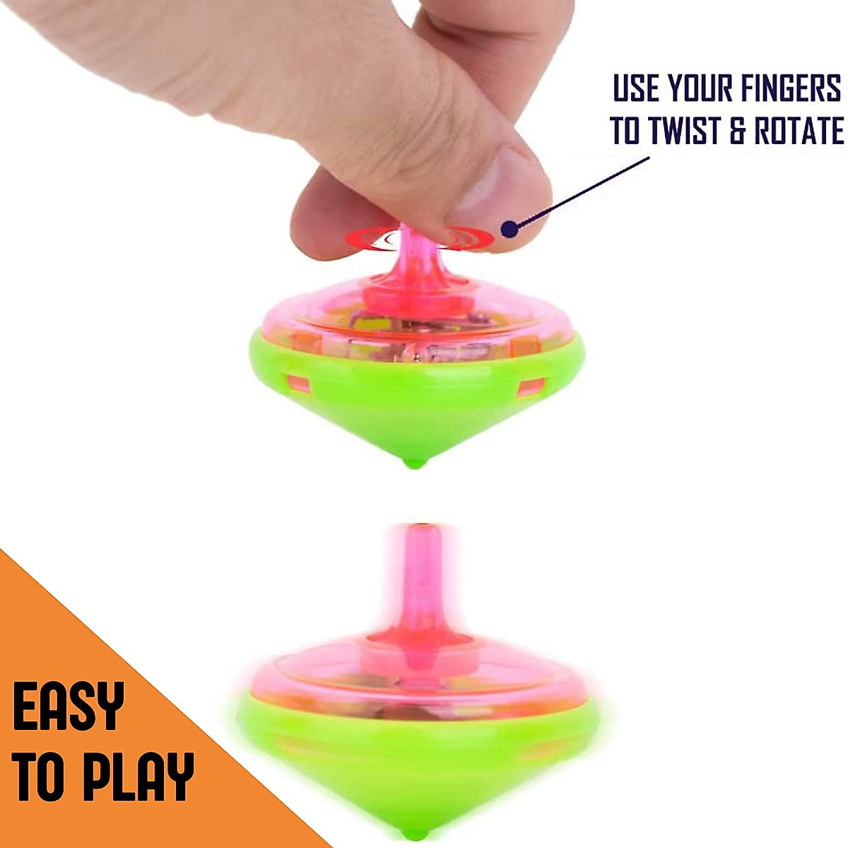 100 Pieces LED Light Up Flashing Mini Spinning Tops with Gyroscope - Kids Novelty Bulk Spin Toys Party Favors Bundle Pack Multicolored