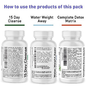 3pk Detox Cleanse Kick Off Weight Management | Colon Cleanser + Water Loss Pills w Dandelion + ACV Full Body Detox + Probiotics | For Flat Stomach, Waistline, Metabolism, Bloating – 90 Pills