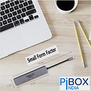 pibox India - USB C Hub Dock- 7 in 1 with HDCP 2.2, Aluminum Type C Adapter with 4K HDMI Port, USB 3.0 Port, USB-C Power Delivery, TF/SD Card Reader, MacBook Air, Pro/Dell (Grey)