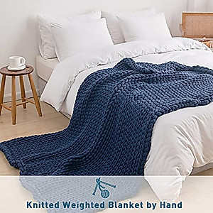 Weighted Idea Queen Size Weighted Blanket (60" x80", 15 Pounds, Navy Blue) Chunky and Soft,Handmade Throw Blanket for Adults, Best Gift for Christmas
