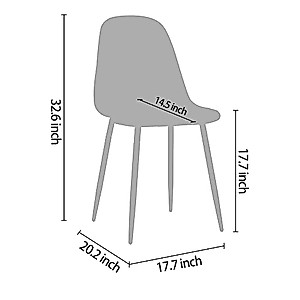 CangLong Modern Stylish Plastic Cushion Metal Legs for Kitchen, Dining, Bedroom, Living Room, Office, Side Chair, Set of 2, Black