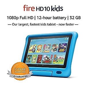 Fire HD 10 Kids Tablet – 10.1” 1080p full HD display, 32 GB, Blue Kid-Proof Case (2019 Release)