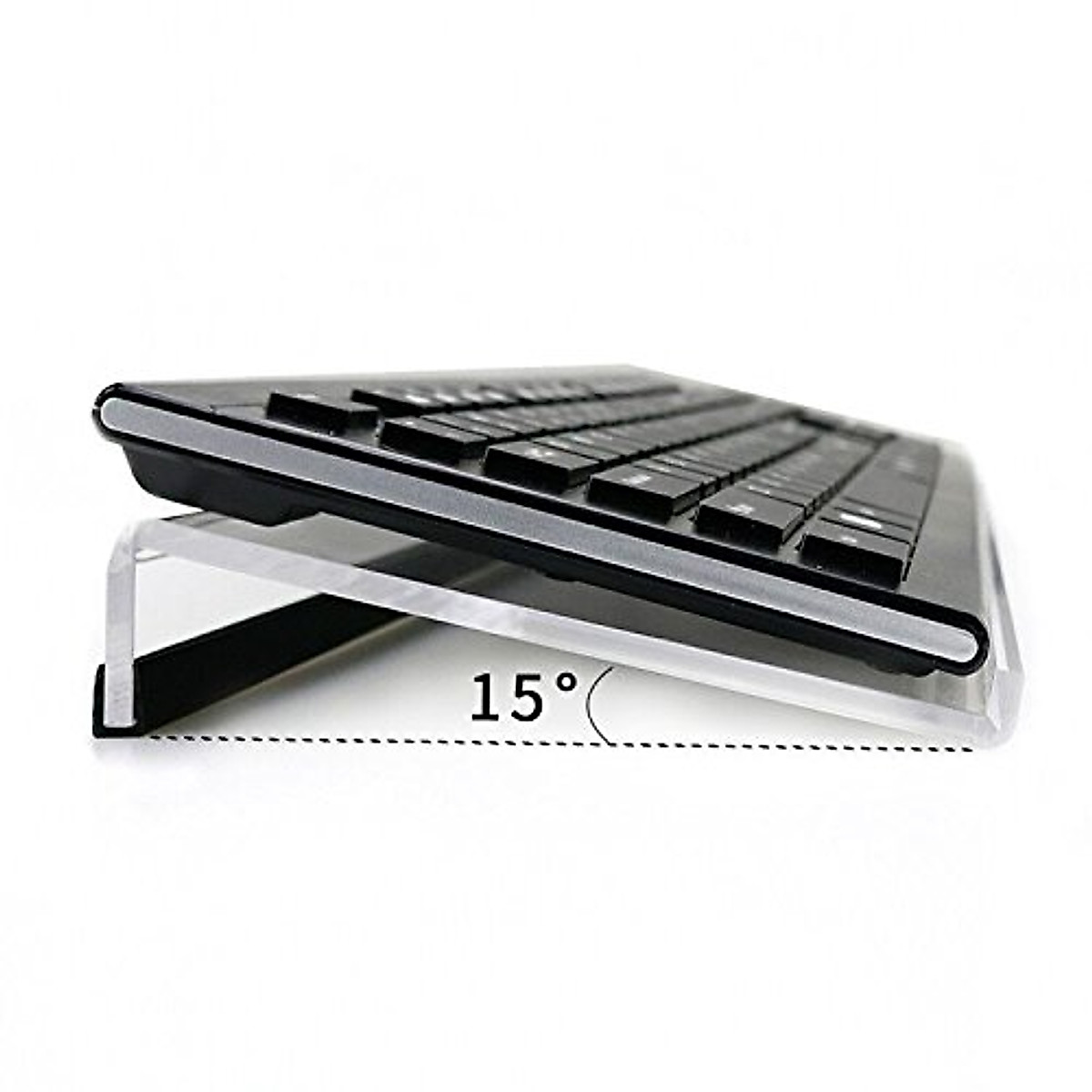 Lonkiktik Keyboard Stand for Office Desk, 5mm Thickness Premium Acrylic Keyboard Riser Ticker Than Others, Ergonomic Tilted Computer Keyboard Holder for Home Table