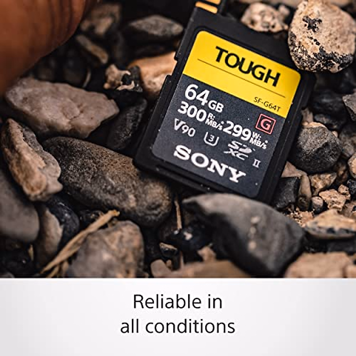 Sony TOUGH-G series SDXC UHS-II Card 64GB, V90, CL10, U3, Max R300MB/S, W299MB/S (SF-G64T/T1), Black