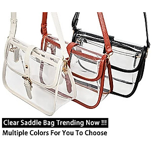 Y&R Direct Clear Saddle Crossbody Bag Gift for Women Clear Purses for Stadium Concert Gameday Magnetic Closure