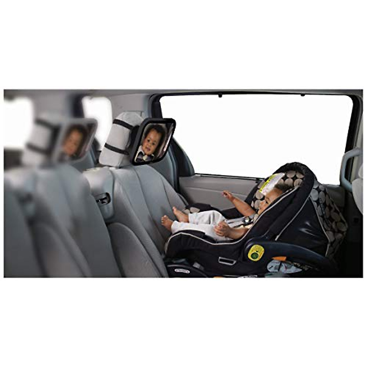 Safety 1st Baby Backseat Headrest Mirror for Rear Facing Infant Car Seat View, Universal Shatterproof Light & Wide Rearview Convex Glass, Black