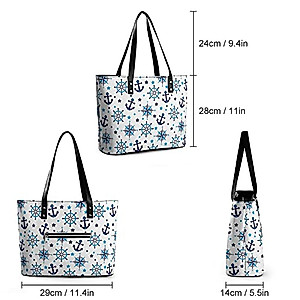 Womens Handbag Sea And Anchors Pattern Leather Tote Bag Top Handle Satchel Bags For Lady