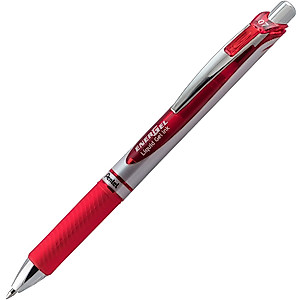 Pentel EnerGel Liquid Gel Ink Pens 0.7 mm - Pack of 5 Red Deluxe RTX Energel Pens with 3 Refills