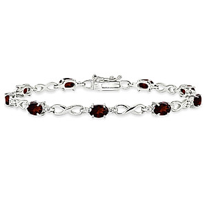 Sterling Silver Oval Polished Infinity Dainty Garnet Tennis Bracelet for Women