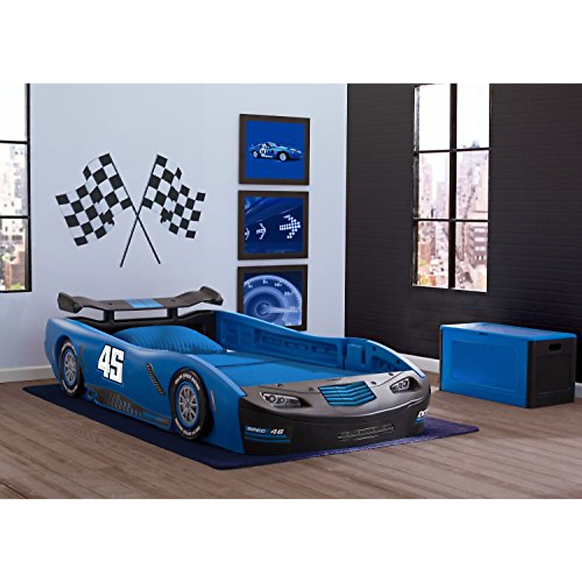 Delta Children Sport Race Car Twin Bed, Blue
