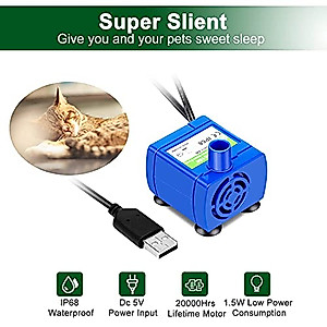 Cat Water Fountain Pump, Pet Water Fountain Pump Replacement Pump DR-DC160 Motor,Pet Drinking Fountain and Cat Water Dispenser Replacement Pump (Blue)