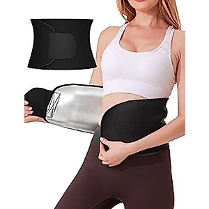 Portzon Waist Trainer for Women Weight Loss, Waist Trimmer Sweat Belt for Women Men Stomach Trainer for Women Sauna Belt Tummy Toner Low Back and Lumbar Support Sauna Suit Effect