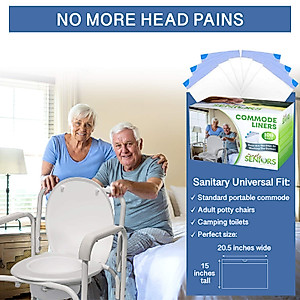 Commode Liners - 100 Strong Portable Toilet Bags - Easy To Use Bedside Commode Liners Disposable - Toilet Liners That Support Dignity of Seniors & Disabled - No More Buckets to Wash - NO Absorbent Pad