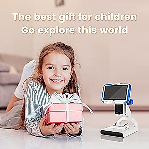 Microscope for Kids LINKMICRO 5" LCD Portable Digital Microscope 200X Microscope Kit for Kids 8-12 Photo/Video Sample Slides Included STEM Tool Gift for Boys and Girls
