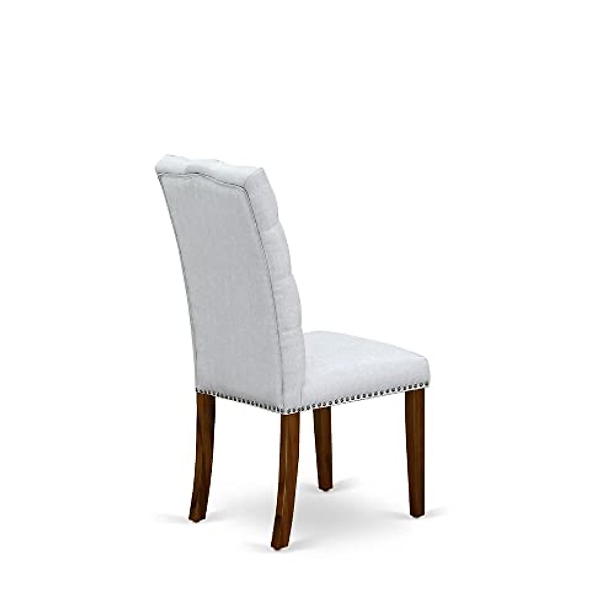 East West Furniture HBEL5-AWA-05 5 Piece Dining Set Includes a Round Dining Room Table with Pedestal and 4 Grey Linen Fabric Upholstered Chairs, 42x42 Inch, Walnut