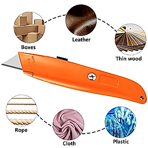 DIYSELF 2Pack Utility Knife Box Cutter Retractable and 100Pack Box Cutter Blades