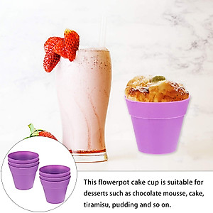 6pcs Flowerpot Dessert Cup Plastic Cake Cups with Lid Shovel Spoon Cupcake Plant Nursery Pots with Dome for Indoor Outdoor Plant Succulent Display Ice Cream Yogurt Containers Holder